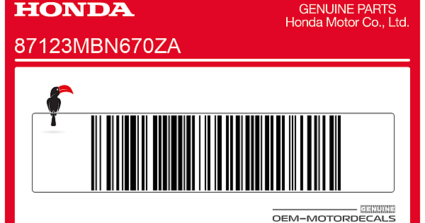HONDA Tank decal , left side - 87123MBN670ZA 87123-MBN-670ZA