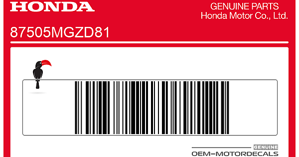 HONDA Caution label, Tire load - 87505MGZD81 87505-MGZ-D81